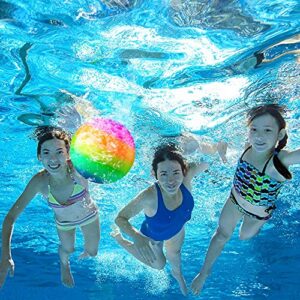 Hiboom Swimming Pool Balls Underwater | Pool Diving Toys Ball with Water Filling Adapter | Cool Exercise Toys That Can Bounce Under Water, Swimming Gifts for Kids, Adults, Family (Rainbow Style)