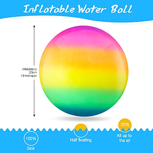 Hiboom Swimming Pool Balls Underwater | Pool Diving Toys Ball with Water Filling Adapter | Cool Exercise Toys That Can Bounce Under Water, Swimming Gifts for Kids, Adults, Family (Rainbow Style)