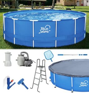 blue wave nb19791 18-ft round 52-in deep active frame package above ground swimming pool with cover