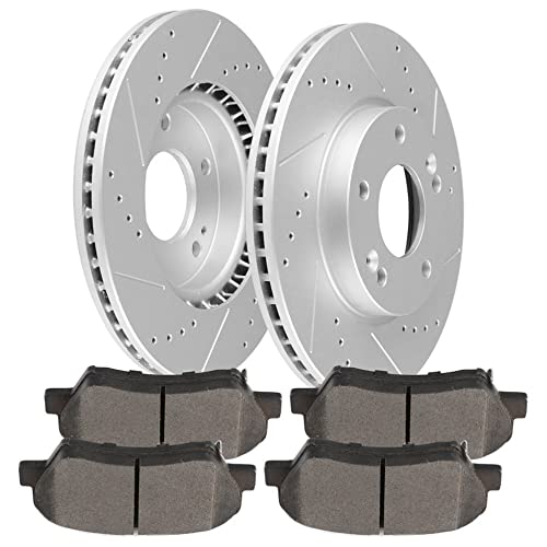 ORTUS UNI Front Discs Brake Rotors and Ceramic Pads Fits Drill Slot E82228401CP