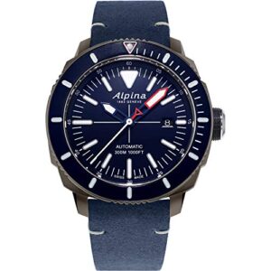 alpina men’s seastrong diver 300 gmt automatic, luminous markers, uni-directional bezel, 1,000 feet wr, 44mm