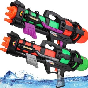 2 Pack Water Guns for Kids Adults 1500CC Blaster 40 Ft Long Range Water Soaker Squirt Guns for Swimming Pools Party Beach Sand Water Fighting