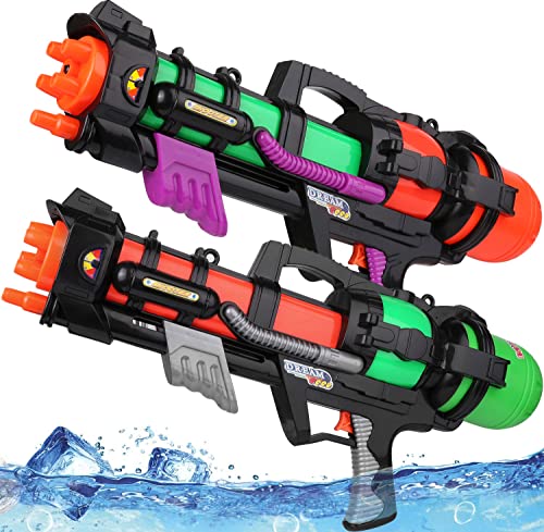 2 Pack Water Guns for Kids Adults 1500CC Blaster 40 Ft Long Range Water Soaker Squirt Guns for Swimming Pools Party Beach Sand Water Fighting