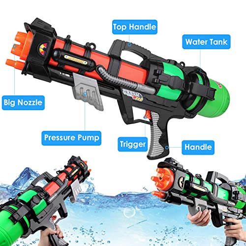 2 Pack Water Guns for Kids Adults 1500CC Blaster 40 Ft Long Range Water Soaker Squirt Guns for Swimming Pools Party Beach Sand Water Fighting