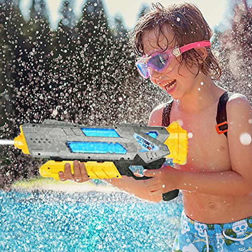 Water Gun for Kids Adults, 2 Pack Soaker Squirt Guns, 1200CC High Capacity Super Ideal Gift Toys for Summer Outdoor Swimming Pool Beach Water Fighting- Blue/Gray