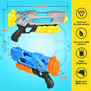 Water Gun for Kids Adults, 2 Pack Soaker Squirt Guns, 1200CC High Capacity Super Ideal Gift Toys for Summer Outdoor Swimming Pool Beach Water Fighting- Blue/Gray