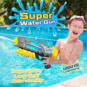 Water Gun for Kids Adults, 2 Pack Soaker Squirt Guns, 1200CC High Capacity Super Ideal Gift Toys for Summer Outdoor Swimming Pool Beach Water Fighting- Blue/Gray