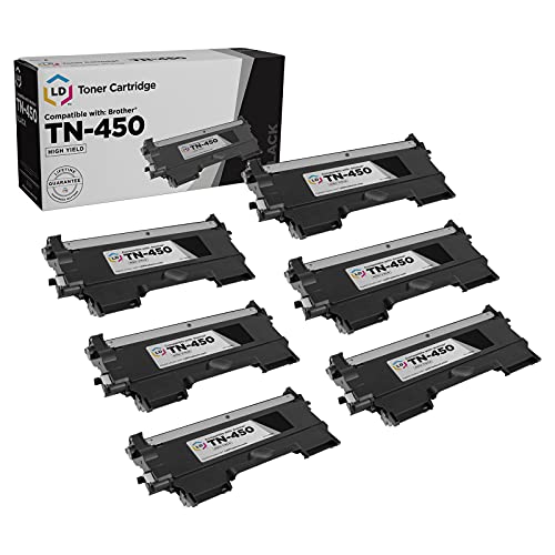 LD Compatible Toner Cartridge Replacement for Brother TN450 High Yield (Black, 6-Pack)