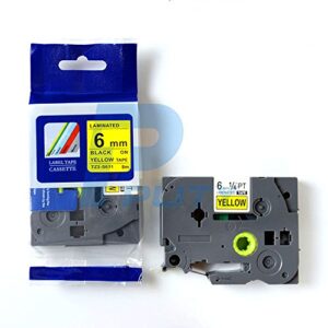 IDIK 1PK Black on Yellow Extra Strength Laminated Label Tape Compatible for Brother P-Touch TZe-S611 TZ S611 Tze S611(6mm x 8m)