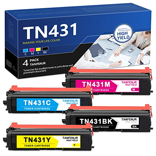 TANFENJR Compatible TN-431 TN431 Toner Cartridges Replacement for Brother HL-L8260CDW HL-L9310CDWT MFC-L8610CDW DCP-L8410CDW (1Black/1Cyan/1Magenta/1Yellow)