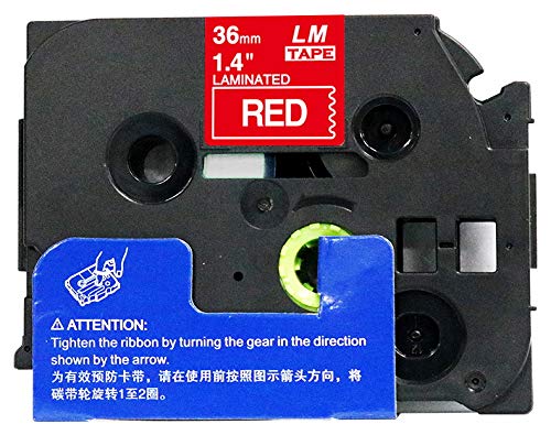 6/Pack LMe465 Premium 1.5" White Print on Red Label Tape, Compatible with Brother TZe-465 P-Touch Tape 36mm Laminated Replacement Label Tape.