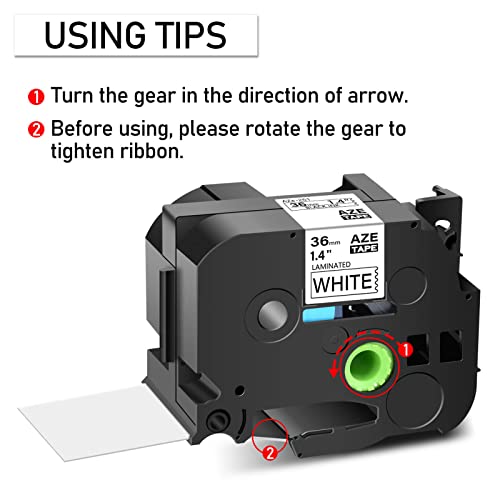 GREENCYCLE 6PK Compatible for TZe-261 TZe261 TZ-261 TZ261 Black on White Label Tapes use with Ptouch PT-9800PCN PT-E800W PT-P900 PT-P900W PT-P950NW PT-9600 Label Makers 1.4 Inch 36mm X 26.2 Feet 8m