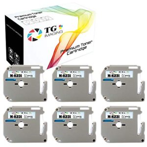 (6 pack) tg imaging compatible p touch m-k231 231 m label tape replacement for brother p-touch pt-55 pt-65 pt-70 pt-80 pt-90 label makers (width, 1/2 inches)