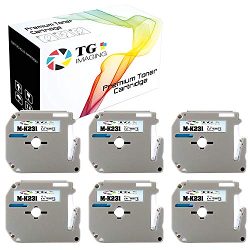 (6 Pack) TG Imaging Compatible P Touch M-K231 231 M Label Tape Replacement for Brother P-Touch PT-55 PT-65 PT-70 PT-80 PT-90 Label Makers (Width, 1/2 inches)