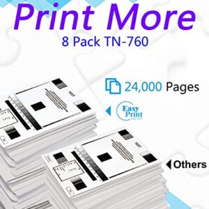 EASYPRINT 8X Compatible 760 Toner Cartridge Replacement for TN760 TN-760 Used for Brother DCP-L2550DW, HL-L2350DW, L2370DW, L2370DW XL, L2390DW, L2395DW, MFC-L2710DW, L2750DW, L2750DW XL, (8-Pack)