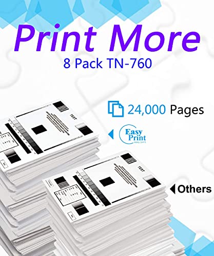 EASYPRINT 8X Compatible 760 Toner Cartridge Replacement for TN760 TN-760 Used for Brother DCP-L2550DW, HL-L2350DW, L2370DW, L2370DW XL, L2390DW, L2395DW, MFC-L2710DW, L2750DW, L2750DW XL, (8-Pack)