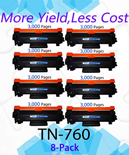 EASYPRINT 8X Compatible 760 Toner Cartridge Replacement for TN760 TN-760 Used for Brother DCP-L2550DW, HL-L2350DW, L2370DW, L2370DW XL, L2390DW, L2395DW, MFC-L2710DW, L2750DW, L2750DW XL, (8-Pack)