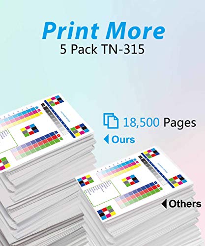 MM MUCH & MORE Compatible Toner Cartridge Replacement for Brother TN-310 TN-315 TN315 TN315H for HL-4150CDN 4570CDWT 4570CDW MFC-9970CDN 9460CDN 9560CDN 9970CDW (2 Black, Cyan, Magenta, Yellow) 5-Pack