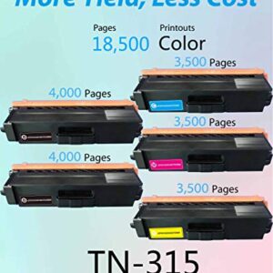 MM MUCH & MORE Compatible Toner Cartridge Replacement for Brother TN-310 TN-315 TN315 TN315H for HL-4150CDN 4570CDWT 4570CDW MFC-9970CDN 9460CDN 9560CDN 9970CDW (2 Black, Cyan, Magenta, Yellow) 5-Pack