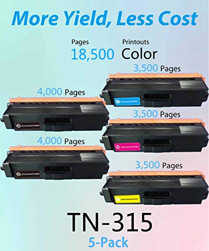 MM MUCH & MORE Compatible Toner Cartridge Replacement for Brother TN-310 TN-315 TN315 TN315H for HL-4150CDN 4570CDWT 4570CDW MFC-9970CDN 9460CDN 9560CDN 9970CDW (2 Black, Cyan, Magenta, Yellow) 5-Pack