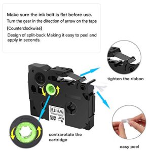 GREENCYCLE Extra Strength Adhesive Black on White Label Tape Compatible for Brother TZE-S221 TZS221 AZES221 0.35 " 9mm for PT-E550W PT2430PC 1890C PT-D210 PTP300BT PT-1010 PTH100 PTH110 D200-60 Pack