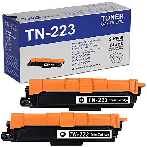 FOJY Feromyink Compatible 2-Pack TN223 TN-223 Toner Cartridge Replacement for Brother MFC-L3770CDW L3750CDW HL-3270CDW 3230CDN 3290CDW DCP-L3550CDW Printer (Black), ‎14 x 12 x 12 inches