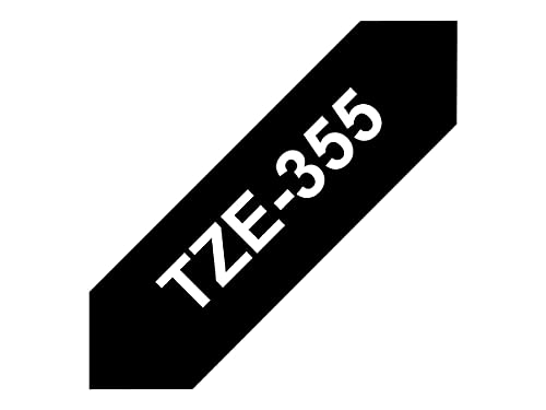 Brother Tze355 Tze Standard Adhesive Laminated Labeling Tape, 1-Inch W, White On Black