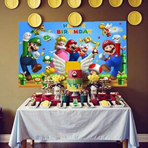 Sakurar SK Mario Birthday Bakdrop Adventure Game Video Mario and Princess Peach Backdrop Vinyl Birthday Party Baby Shower Decoration Mario Party Background 7x5ft