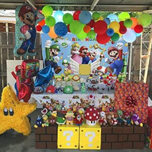 Sakurar SK Mario Birthday Bakdrop Adventure Game Video Mario and Princess Peach Backdrop Vinyl Birthday Party Baby Shower Decoration Mario Party Background 7x5ft