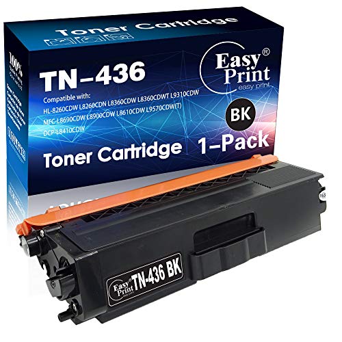 (1-Pack) Black High Yield Compatible TN436 TN-436 TN-436BK Toner Cartridge TN436BK Used for Brother HL-8260CDW L8360CDWT MFC-L8690CDW L8900CDW L8610CDW DCP-L8410CDW Printer, by EasyPrint