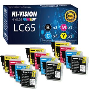 hi-vision hi-yields ® compatible lc-65 lc65 ink cartridge replacement for (3 black, 3 cyan, 3 yellow, 3 magenta, 12-pack)