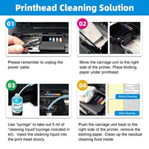 1PK Printhead Cleaning Kit Compatible for Brother Epson HP Canon Nozzle Inkjet EcoTank Officejet Deskjet Pixma Printers-Liquid Printers Head Cleaning Suit Solution 100ml, 5ml Premium Syringe