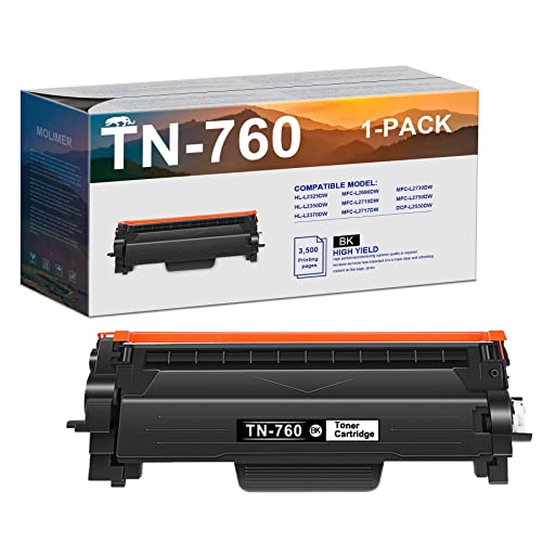 MOLIMER TN-760 High Yield Toner Cartridge Replacement for Brother TN760 1-Pack Black Toner MFC-L2750DW L2750DWXL L2710DW L2730DW L2690DWXL DCP-L2550DW Ink Printer