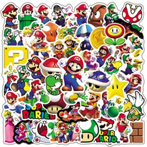 50pcs cartoon mario stickers for kids，cool game stickers waterproof vinyl stickers for water bottle laptop luggage skateboard bike decals (mario)