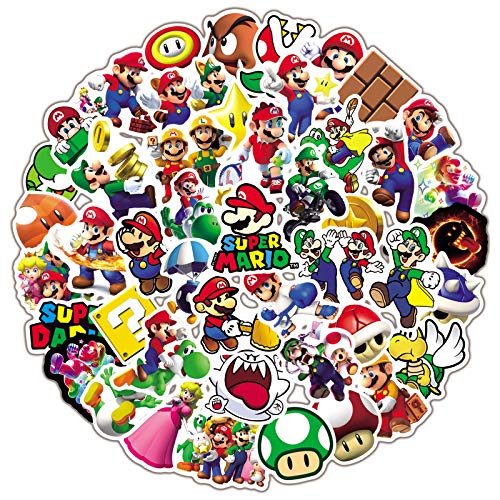 50Pcs Cartoon Mario Stickers for Kids，Cool Game Stickers Waterproof Vinyl Stickers for Water Bottle Laptop Luggage Skateboard Bike Decals (Mario)