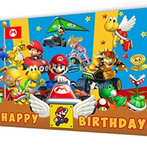 GUOBING Betta Mario Backdrop Kids Happy Birthday Baby Shower for Super Mario Bros Kart Party Backdrop Game Party Photo Video Decoration Background 7x5ft