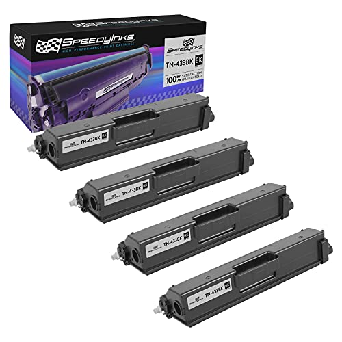 SPEEDYINKS Compatible Toner Cartridge Replacement for Brother TN433BK High Yield (Black, 4-Pack) for use in HL-L8260CDW, HL-L8360CDW, HL-L8360CDWT, HL-L9310CDW, MFC-L8610CDW, MFC-L9570CDWT