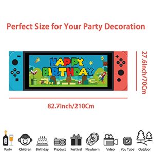 Mario Backdrop Super Brother Adventure Background Themed Party Birthday Party Decorations Super Bros Mario Themed Birthday Party Baby Shower Supplies Studio Props,82.7*27.6 Inch