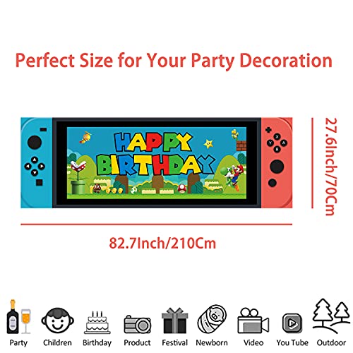 Mario Backdrop Super Brother Adventure Background Themed Party Birthday Party Decorations Super Bros Mario Themed Birthday Party Baby Shower Supplies Studio Props,82.7*27.6 Inch