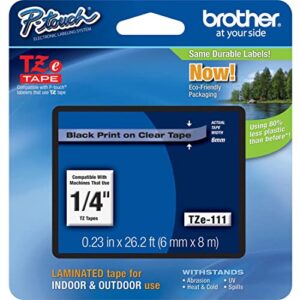 brother tz label tape cartridge, black on clear (fba_tze221)