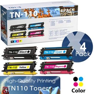 tn110 tn110bk tn110c tn110y tn110m toner cartridge set | hiyo replacement for brother tn110 chl-4070cdw 4040cdw 4050cdn mfc-9440cn 9840cdw dcp-9040cn 9045cdn 9042cdn printers (1bk+1c+1m+1y, 4 pack)