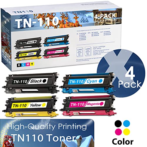 TN110 TN110BK TN110C TN110Y TN110M Toner Cartridge Set | HIYO Replacement for Brother TN110 CHL-4070CDW 4040CDW 4050CDN MFC-9440CN 9840CDW DCP-9040CN 9045CDN 9042CDN Printers (1BK+1C+1M+1Y, 4 Pack)