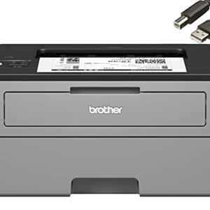 Brother Compact Monochrome Laser Printer, Duplex Two-Sided Printing, Wireless Printing, Built-in Wireless, 32ppm, 250-sheet, LCD Display, Compatible with Alexa - Bundle with JAWFOAL Printer Cable