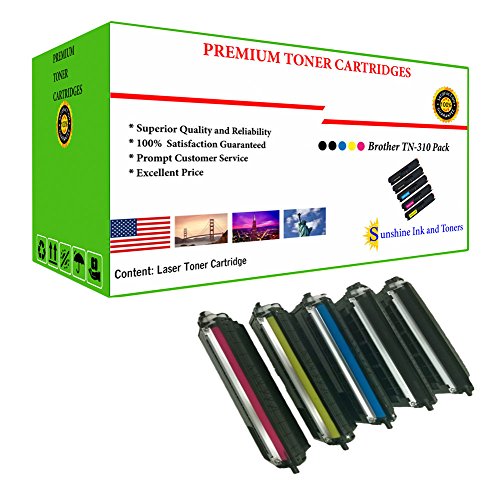 Brother TN-310 Toner Cartridge 5-pack (2Black, 1Cyan, 1Magenta, 1Yellow) Premium non-OEM High Yield for HL-4150CDN, HL-4170CDW, HL-4570CDWT, MFC-9460CDN, MFC-9560CDW, MFC-9970CDW Printers