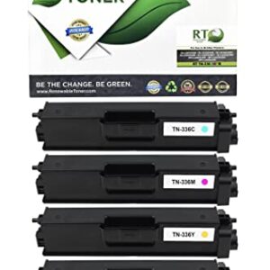 Renewable Toner Compatible Color Toner Cartridge Replacement for Brother TN336BK TN336C TN336Y TN336M TN336 Printers HL-L8250 L8350 MFC-L8600 L8850 (Pack of 4 Cyan Magenta Yellow Black)