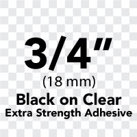 Brother 1" (24mm) Black Print on Clear Extra Strength Adhesive P-touch Tape for Brother PT-2610, PT2610 Label Maker