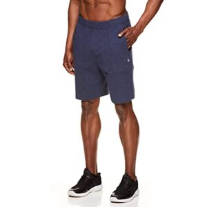 Gaiam Men's French Terry Yoga Shorts - Athletic Gym and Running Sweat Short with Pockets - Synergy Navy Heather, X-Large