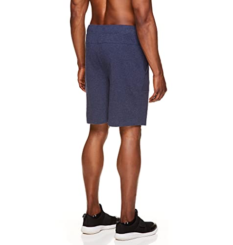 Gaiam Men's French Terry Yoga Shorts - Athletic Gym and Running Sweat Short with Pockets - Synergy Navy Heather, X-Large