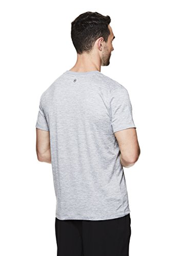 Gaiam Men's Everyday Basic V Neck T Shirt - Short Sleeve Yoga & Workout Top - Sleet Heather Everyday, Large