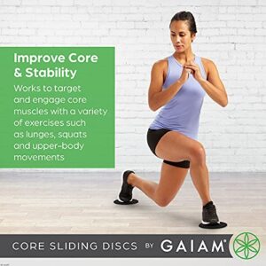 Gaiam Core Sliding Discs - Dual Sided Workout Sliders for Carpet & Hardwood Floor - Home Ab Pads Exercise Equipment Fitness Sliders for Women and Men